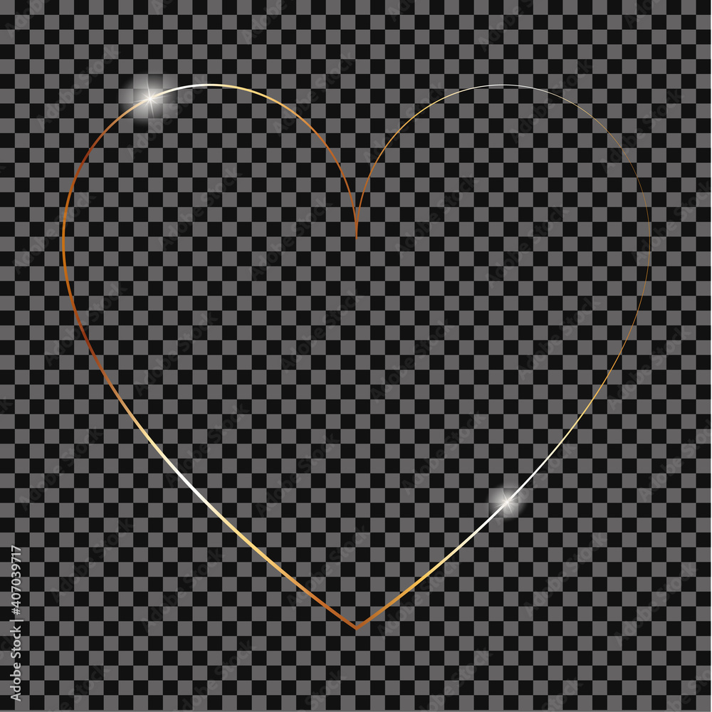 gold heart metal frame on transparent background Stock Vector | Adobe Stock