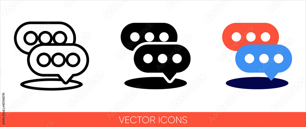 Speak symbol speech bubble icon icon of 3 types color, black and white ...