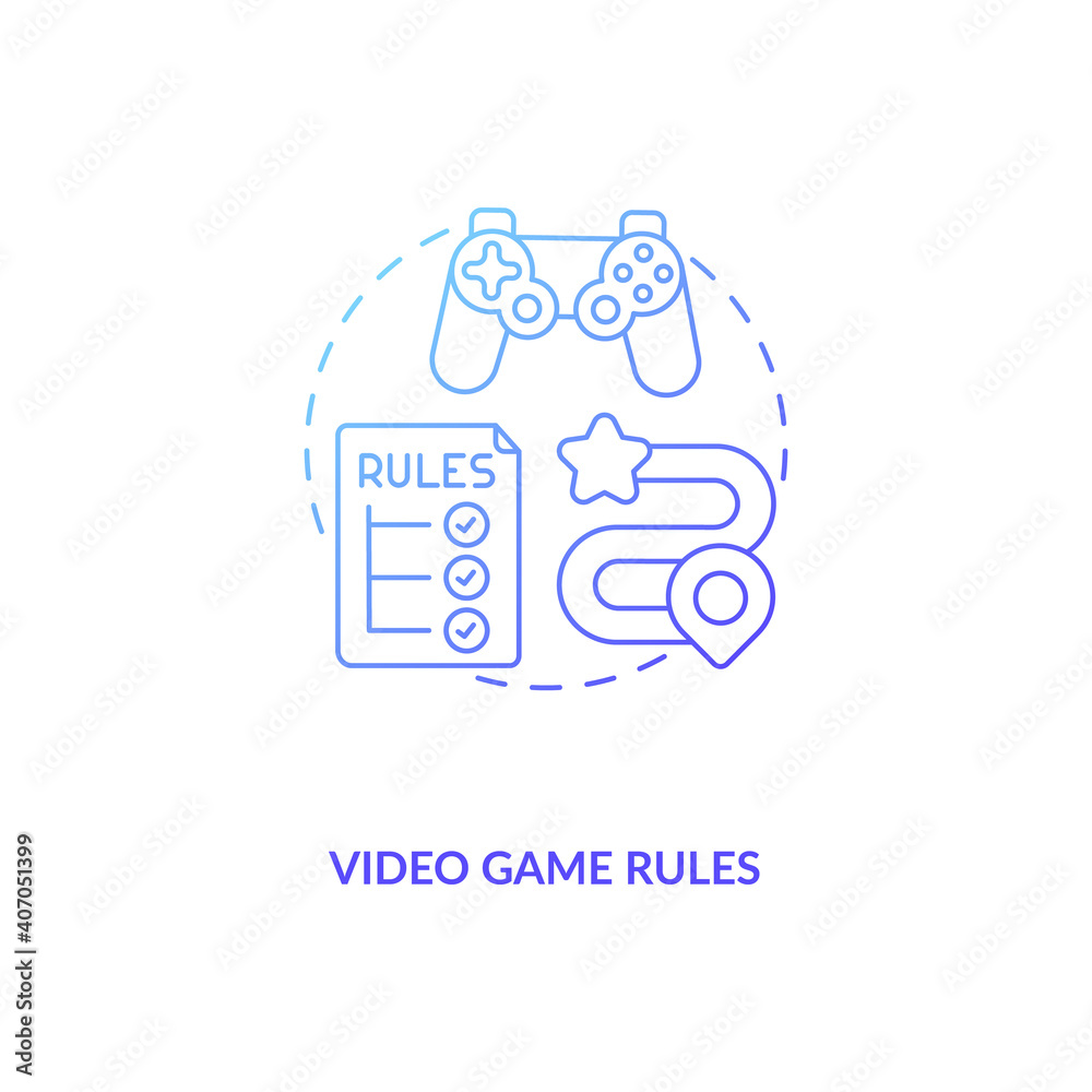 Video game rules concept icon. Video game design components. Understand ...