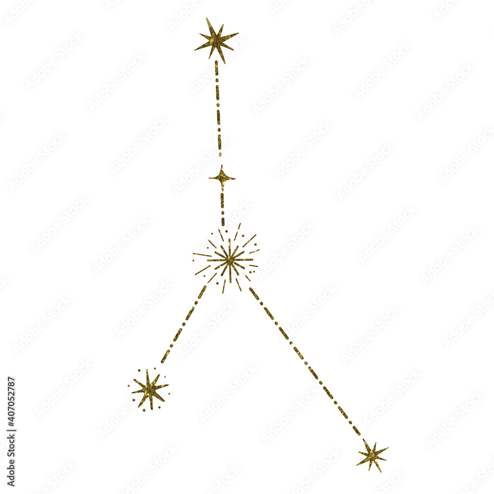 Cancer Constellation. Cancer Zodiac sign. Astrology celestial gold ...