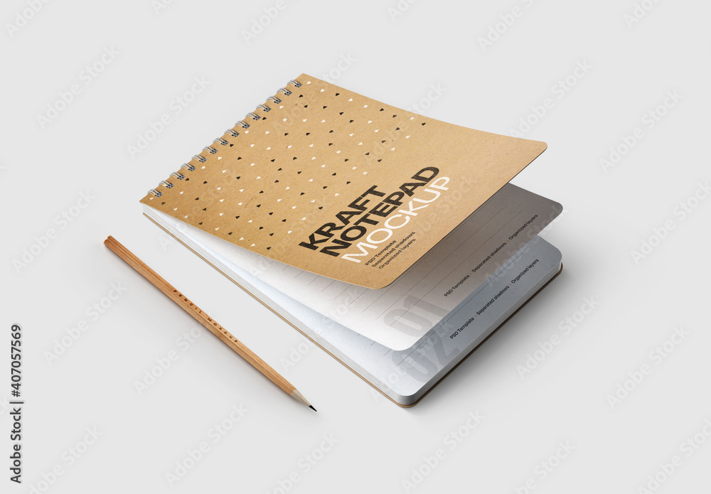 Kraft Notepad Mockup Stock Template | Adobe Stock
