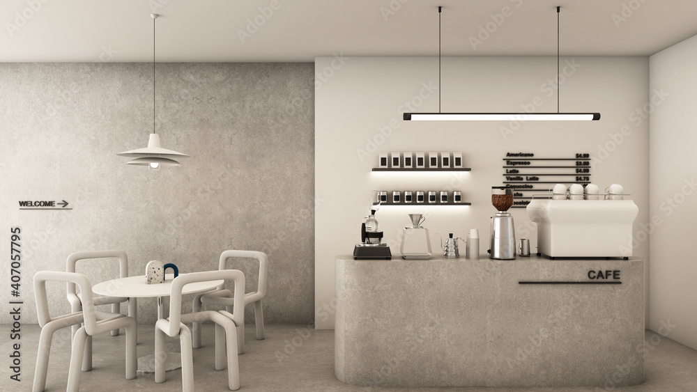 Cafe shop Restaurant design Minimalist Loft,Counter concrete,Concrete ...
