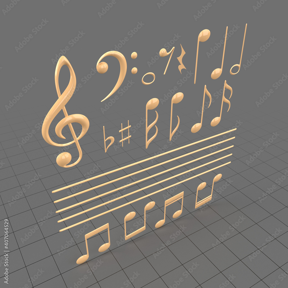 Music notation symbols Stock 3D asset | Adobe Stock