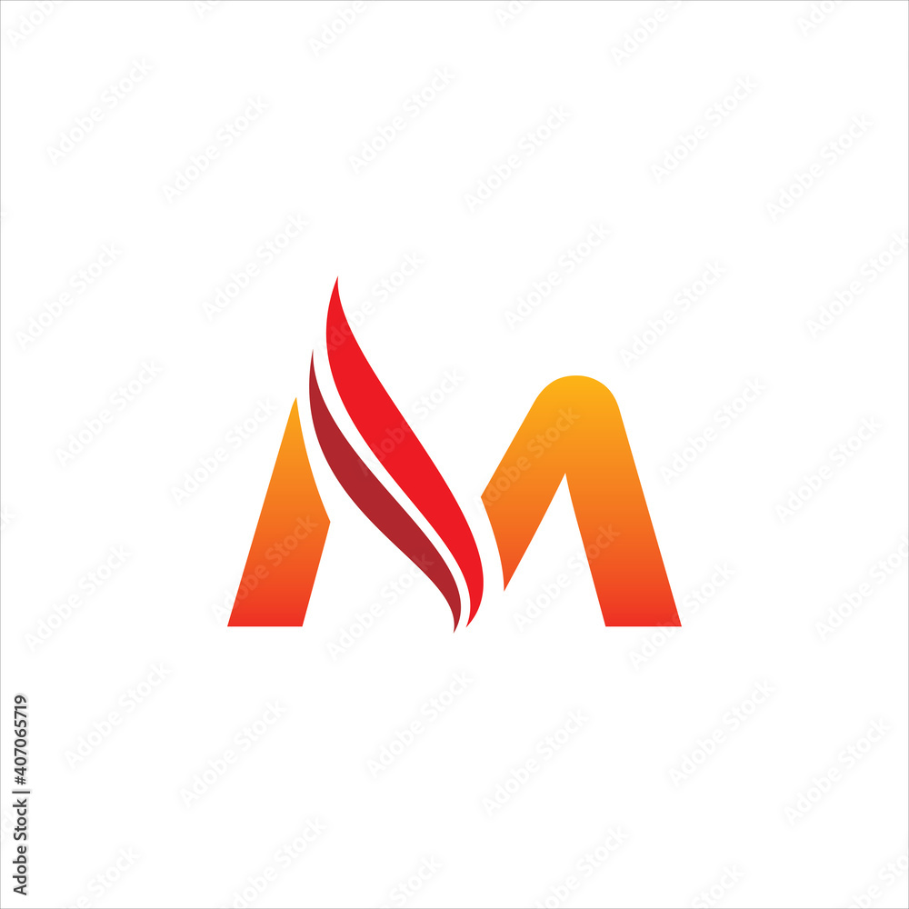 letter m fire flame feather logo design Stock Vector | Adobe Stock