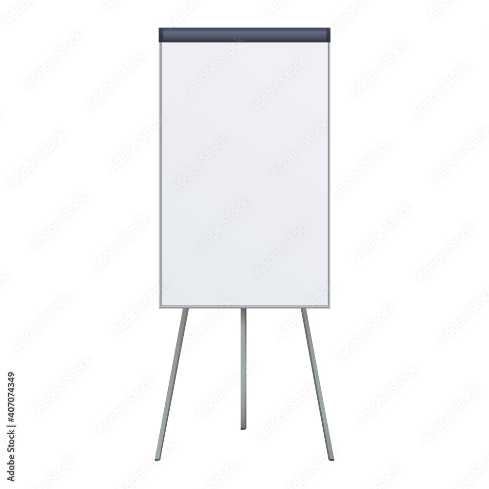 Empty Flip chart blank on tripod over white background. Office ...