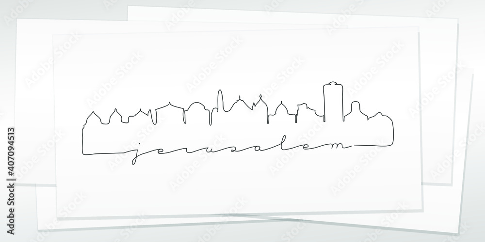 Jerusalem, Israel Doodle Skyline Hand Drawn. City One Line Art ...