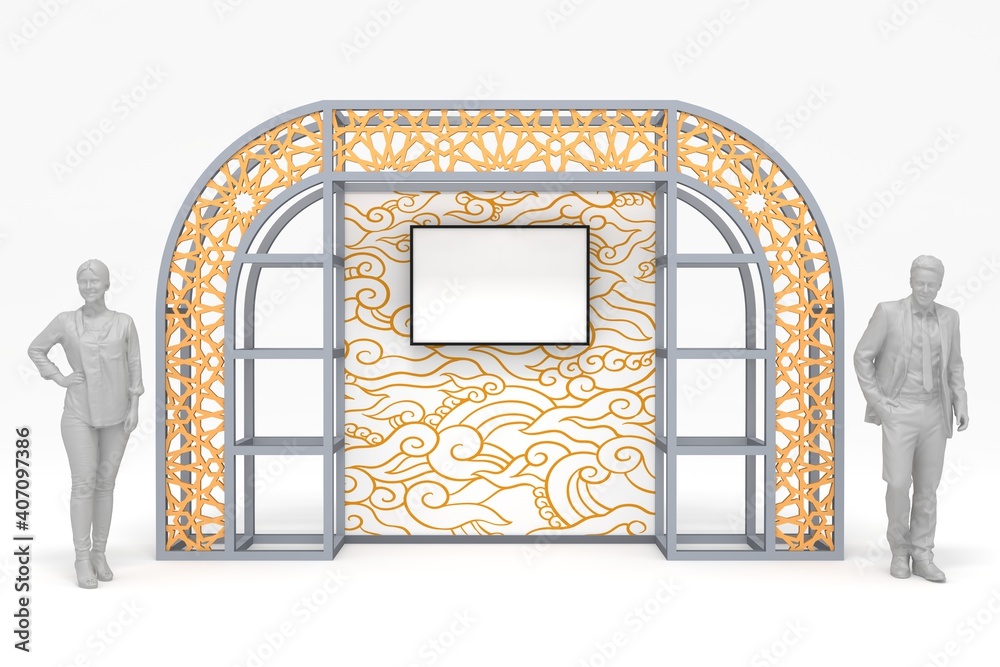 3d stand booth backdrop ornament decoration cutting frame with blank ...