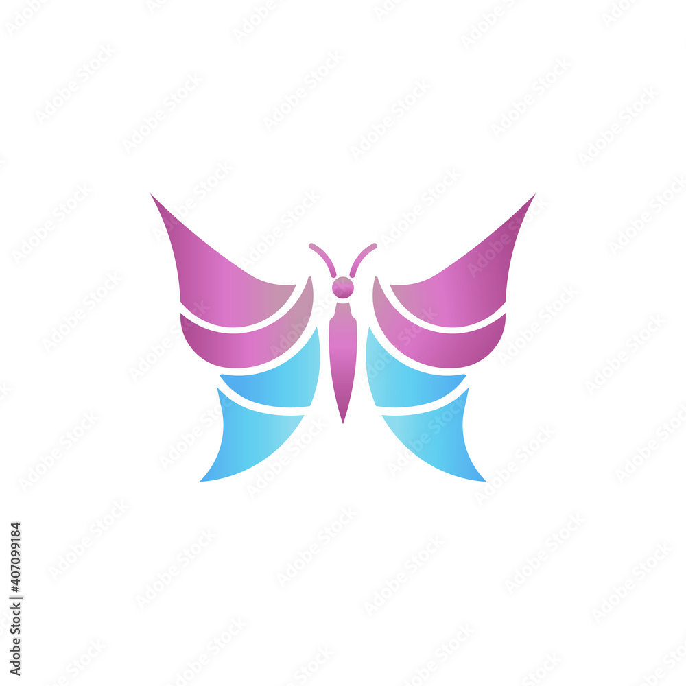 Butterfly purple color Logo design vector graphic Stock Vector | Adobe ...