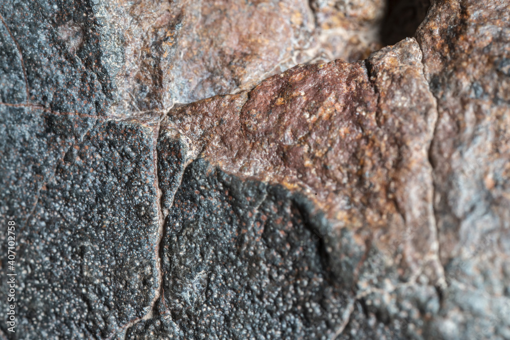 Macro photo of the fusion crust from a Chondrite Meteorite, piece of ...