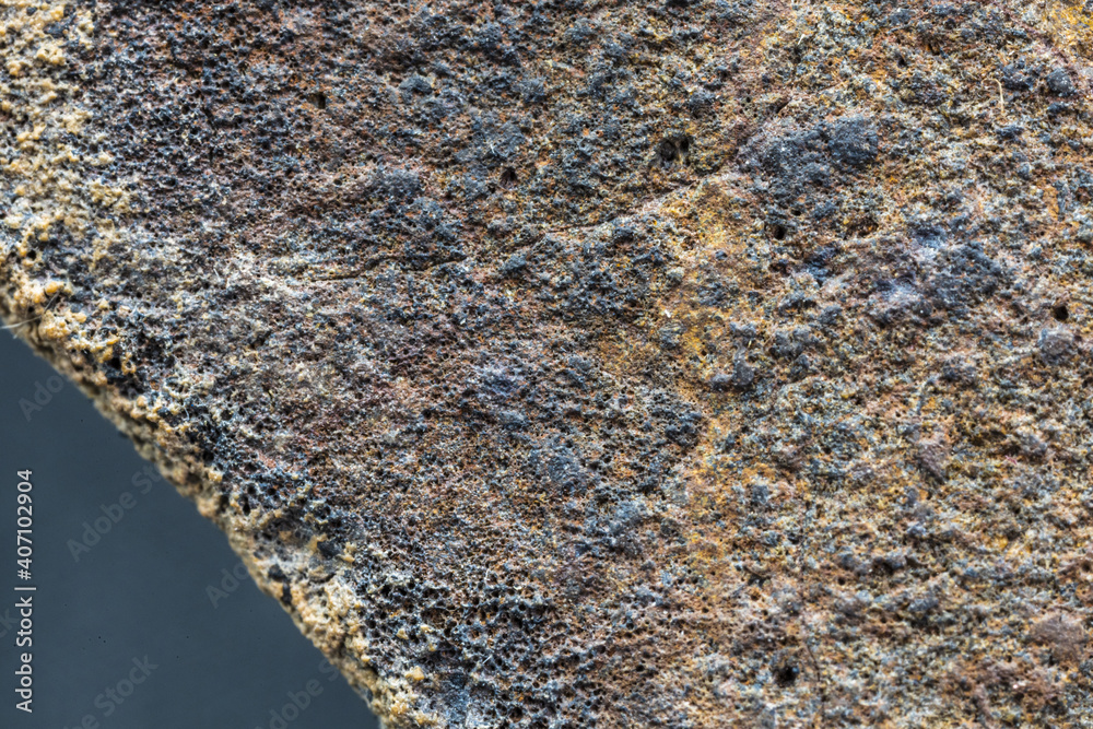 Macro photo of the fusion crust from a Chondrite Meteorite, piece of ...