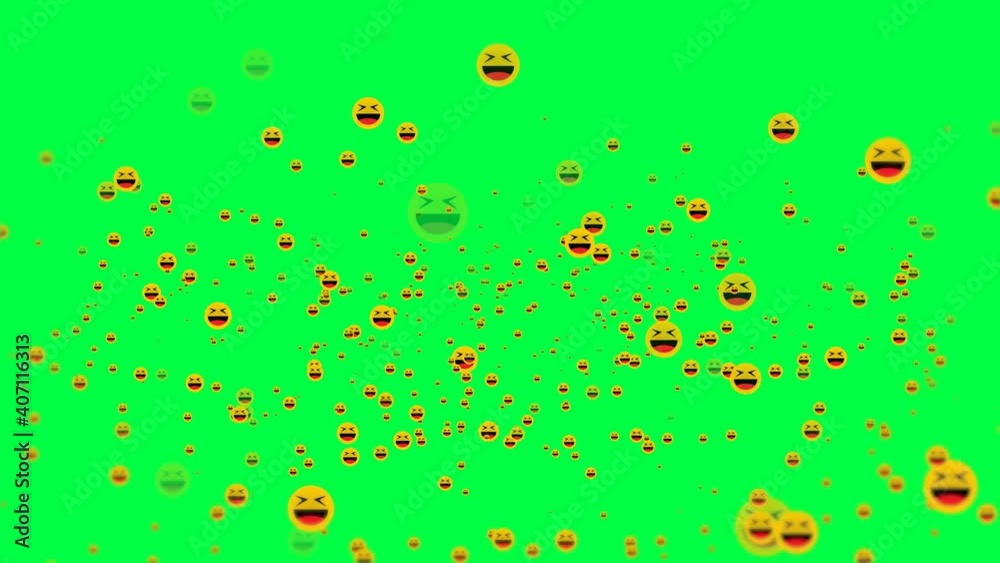 Smile animation slowly falling on a green screen. Smile fall on chroma ...