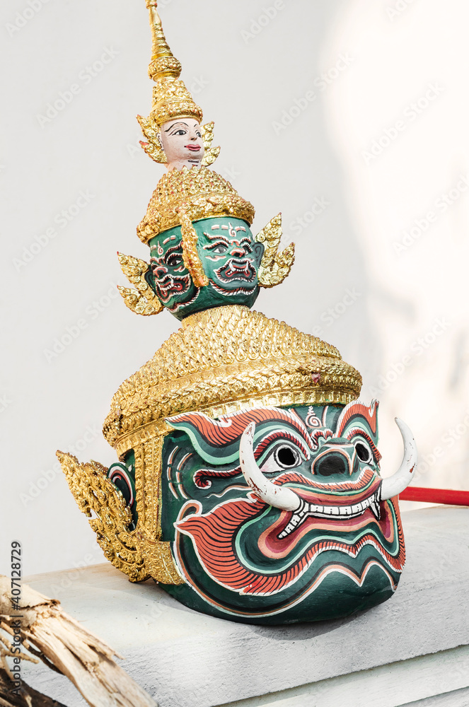 traditional lakhon khol mask dance costume in Svay Andet cambodia Stock ...