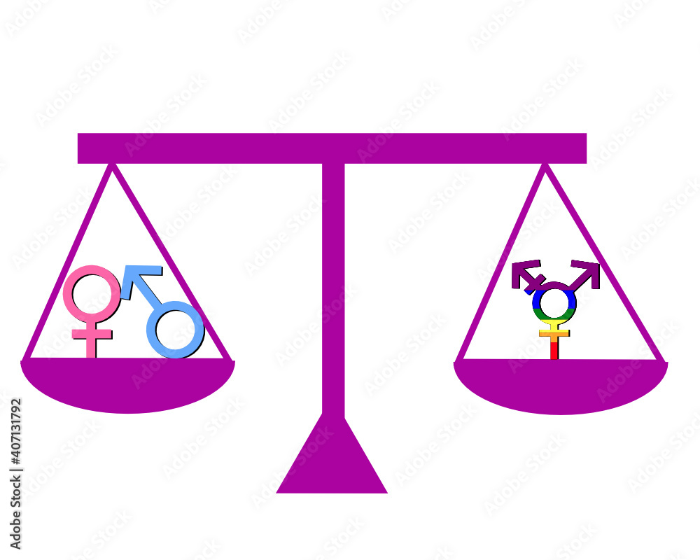 Gender equality concept.The male, lgbtq and female symbols are on the ...