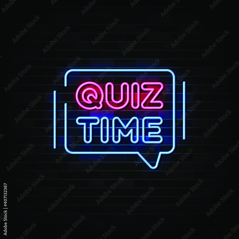 Quiz Time Neon Signs Vector. Design Template Neon Style Stock Vector ...