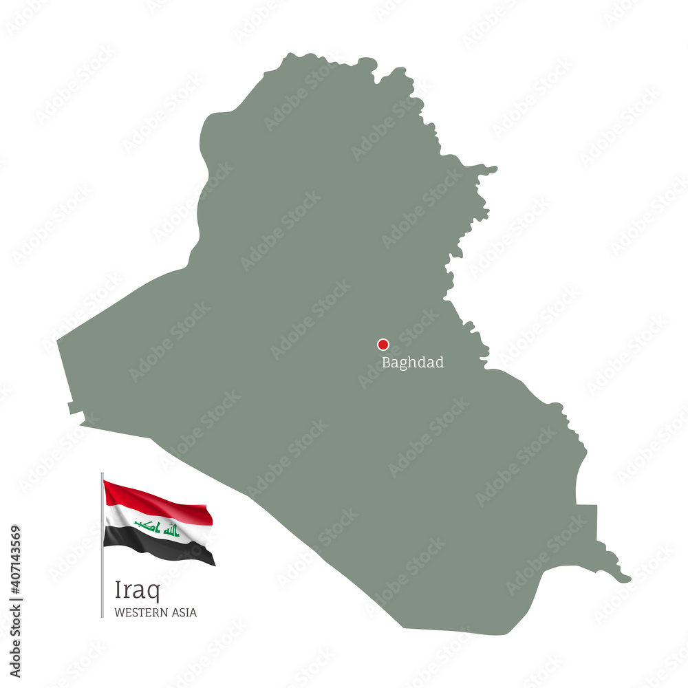 Silhouette of Irak country map. Highly detailed editable map of Irak ...