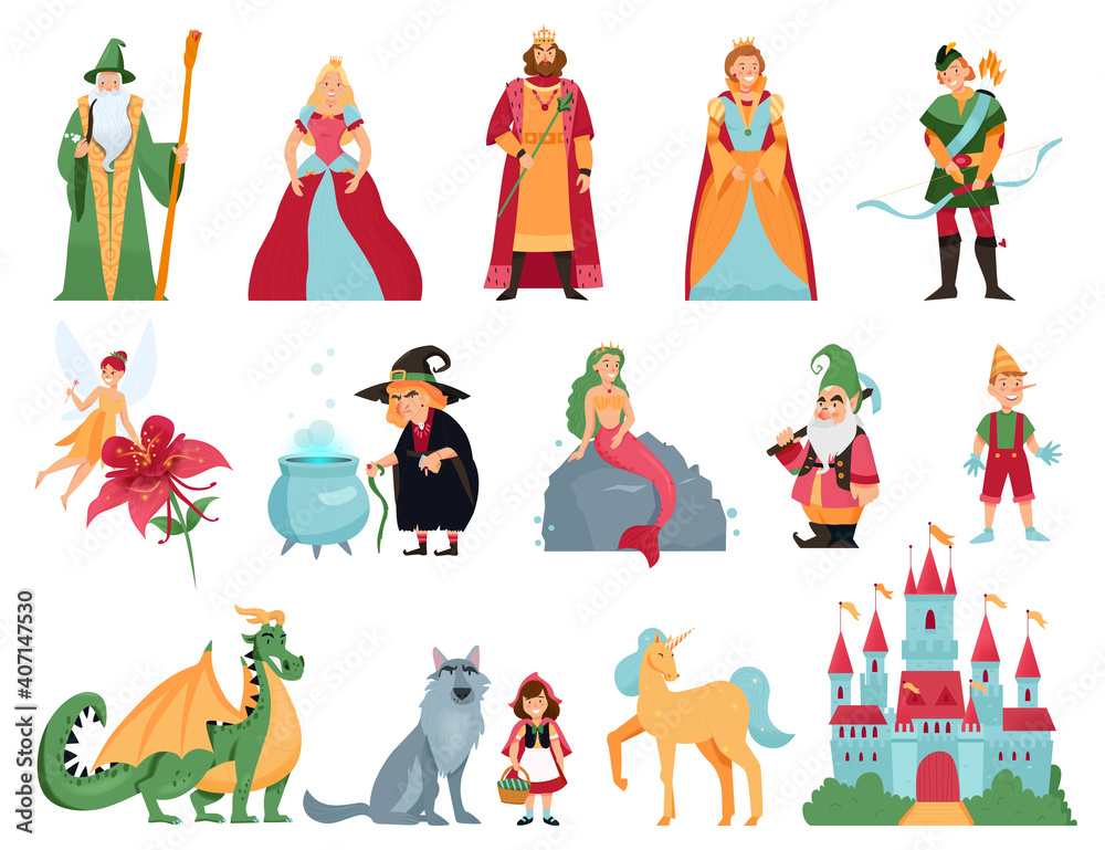 Fairy Tale Characters Set Stock Vector | Adobe Stock