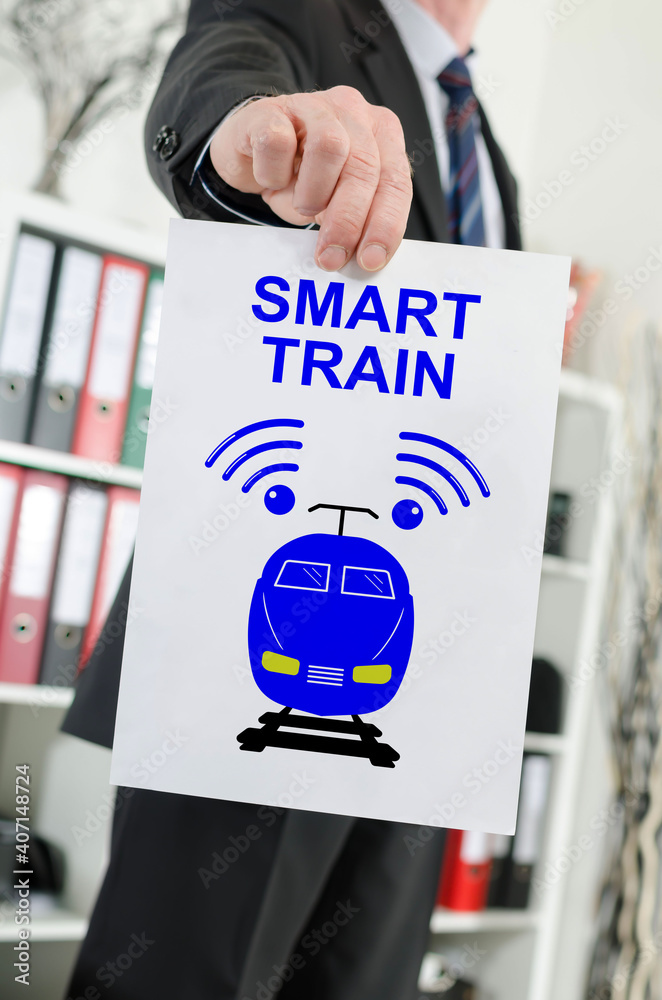 Smart train concept shown by a businessman Stock Photo | Adobe Stock