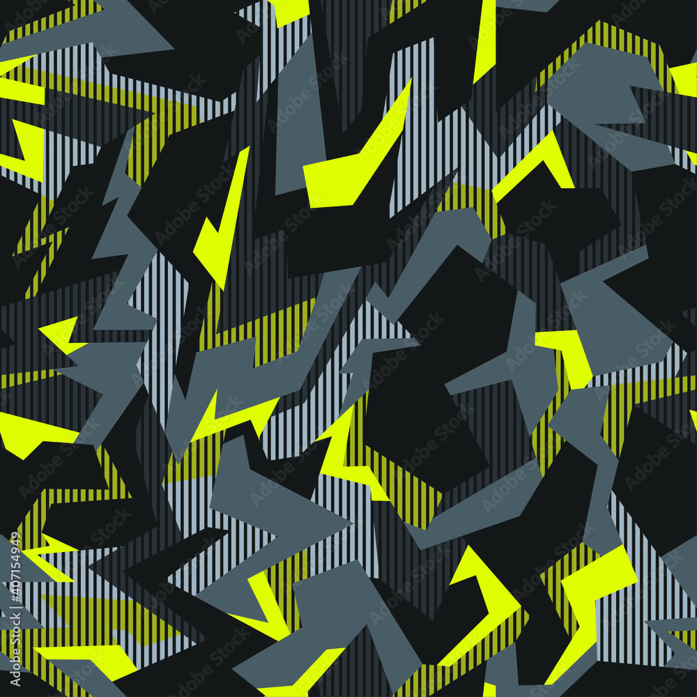 Geometric camouflage seamless pattern. Abstract modern military camo ...