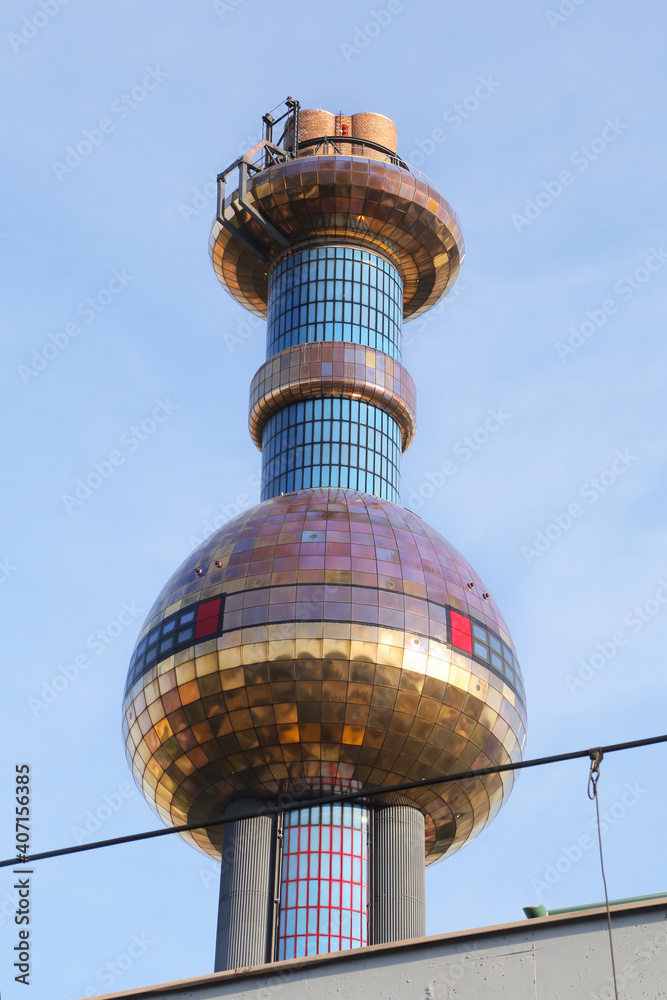 Vienna, Austria - April 25, 2019: Spittelau waste incineration plant of ...