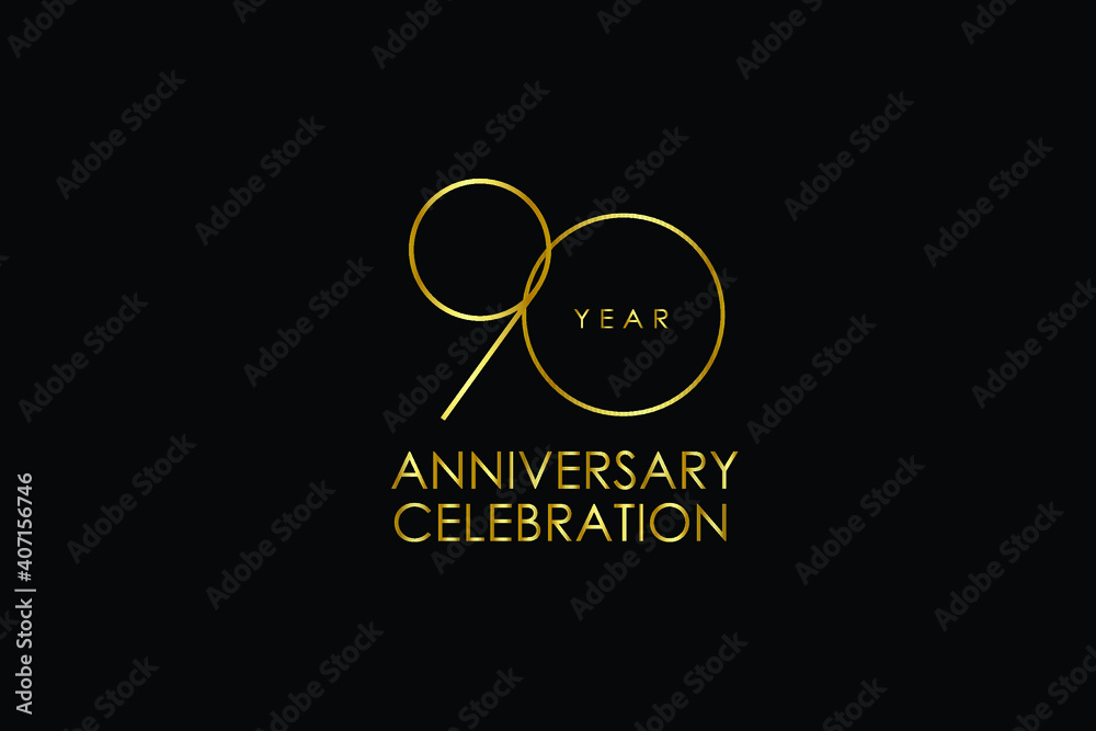 90 year anniversary red ribbon celebration logotype. anniversary logo ...
