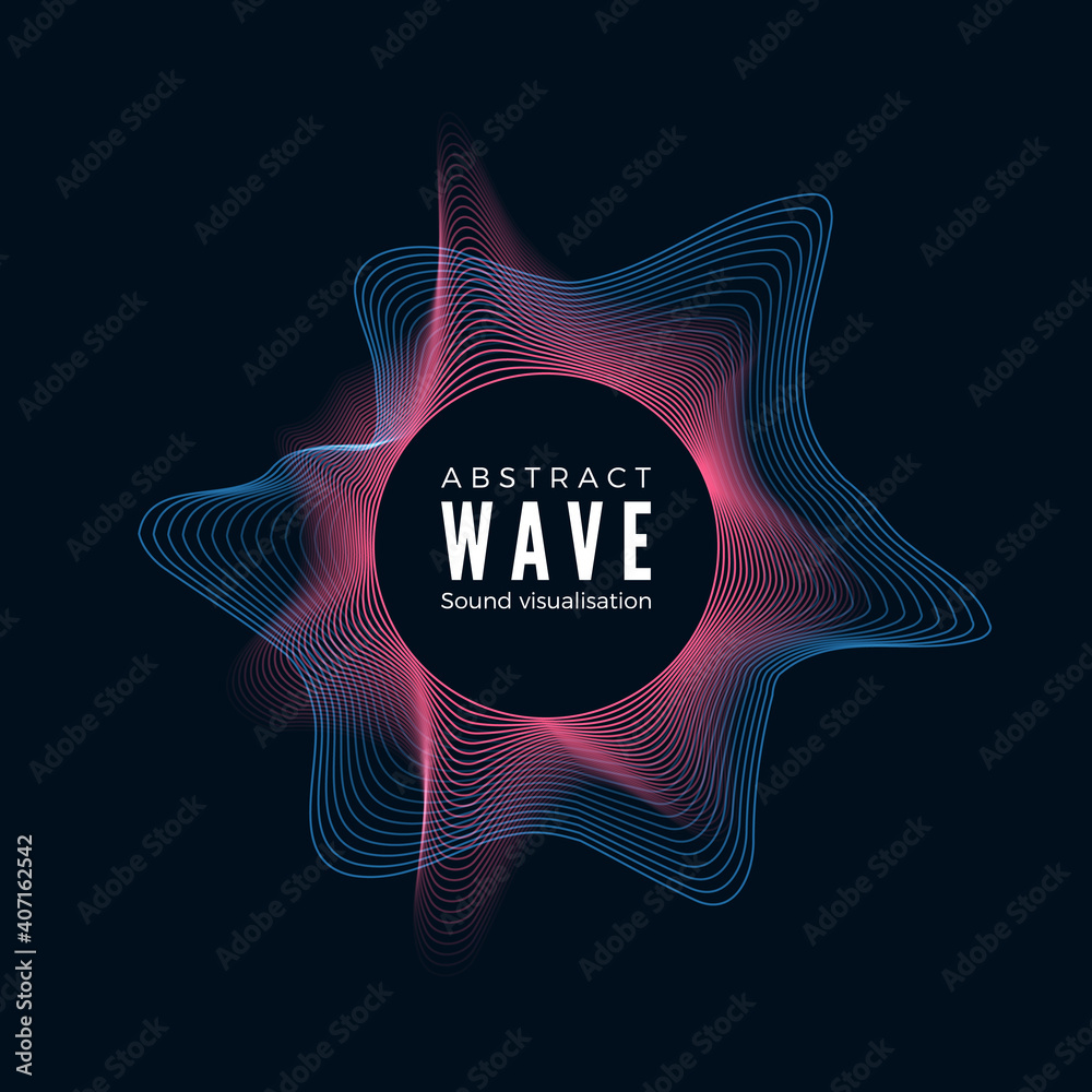 Design of digital radial sound waves. Abstract audio equalizer effect ...