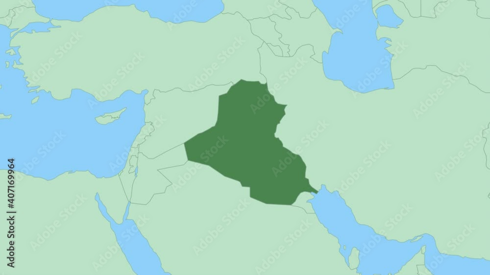 Map of Iraq with pin of country capital. Iraq Map with neighboring ...