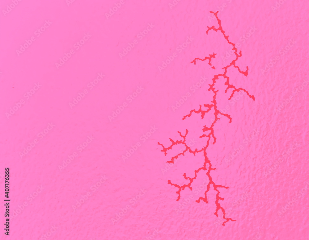 The plaster wall is painted bright red against the long white streaks ...