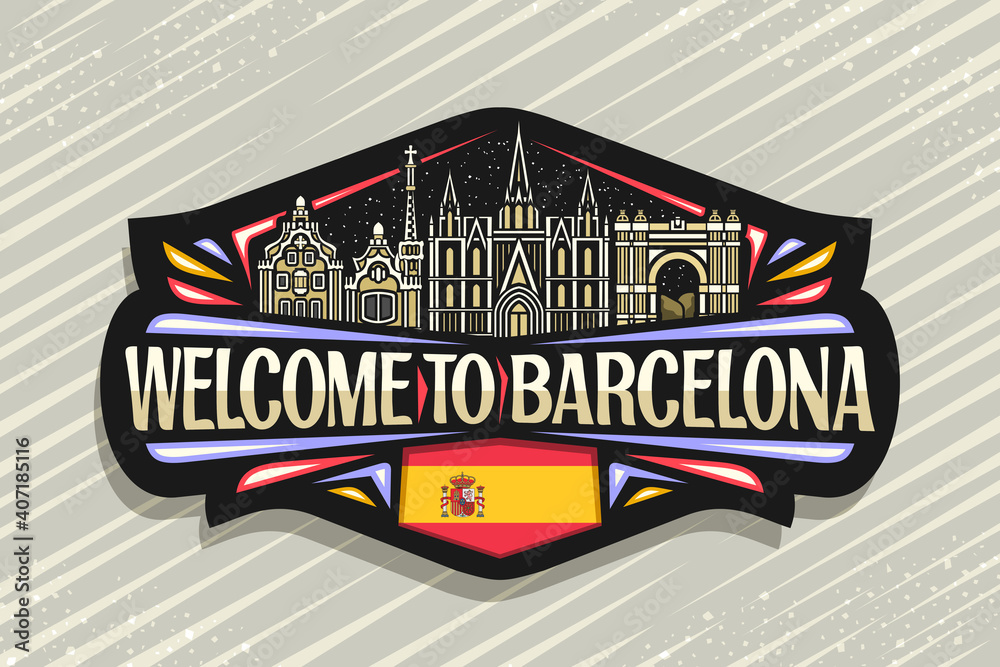Vector logo for Barcelona, black decorative sign with outline ...