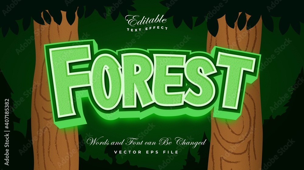 Forest Text Effect - Editable Mockup Text Effect Stock Vector | Adobe Stock