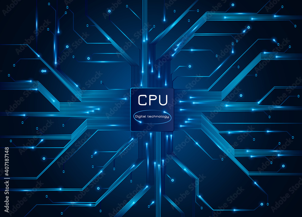 Computer processor. CPU chip electronic circuit board with processor ...