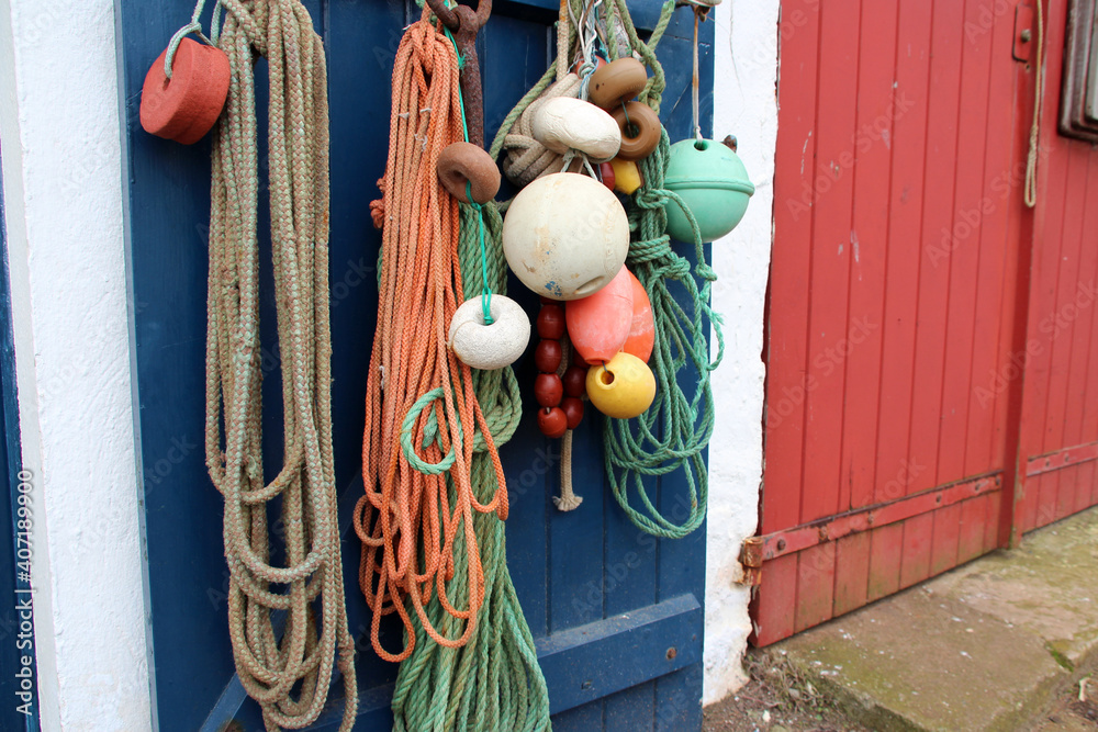 ropes and buoys in a port in biarritz (france) Stock Photo | Adobe Stock