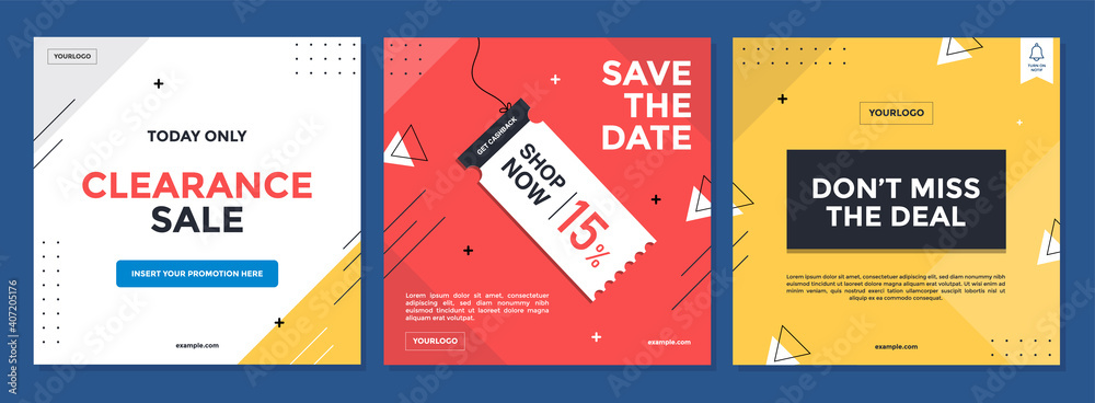 Sale square banner template for social media posts, mobile apps ...