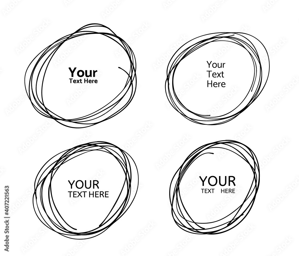 Hand drawn circle line sketch. Vector set circular scribble doodle ...