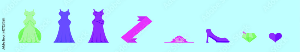 set of pageant cartoon icon design template with various models. vector ...