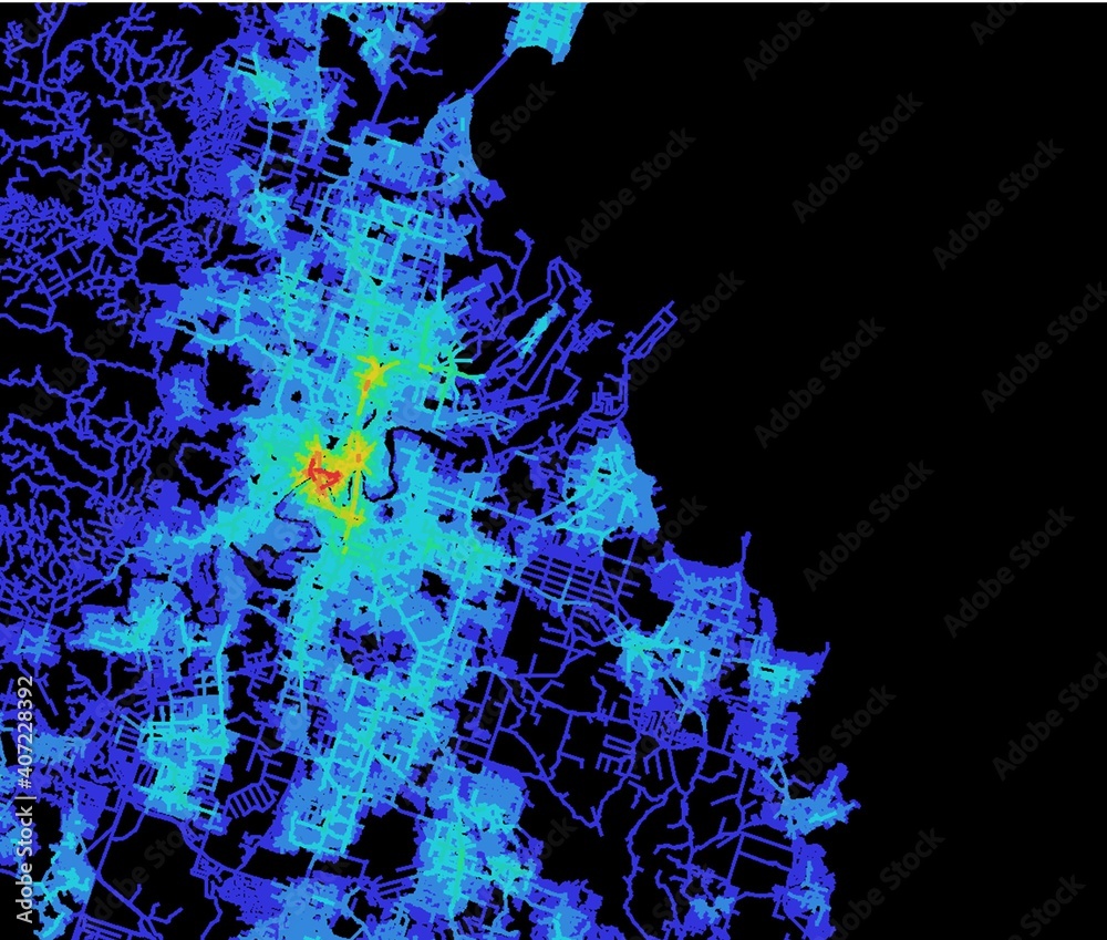 Space syntax method streets, urban form, street map, urban design Stock ...