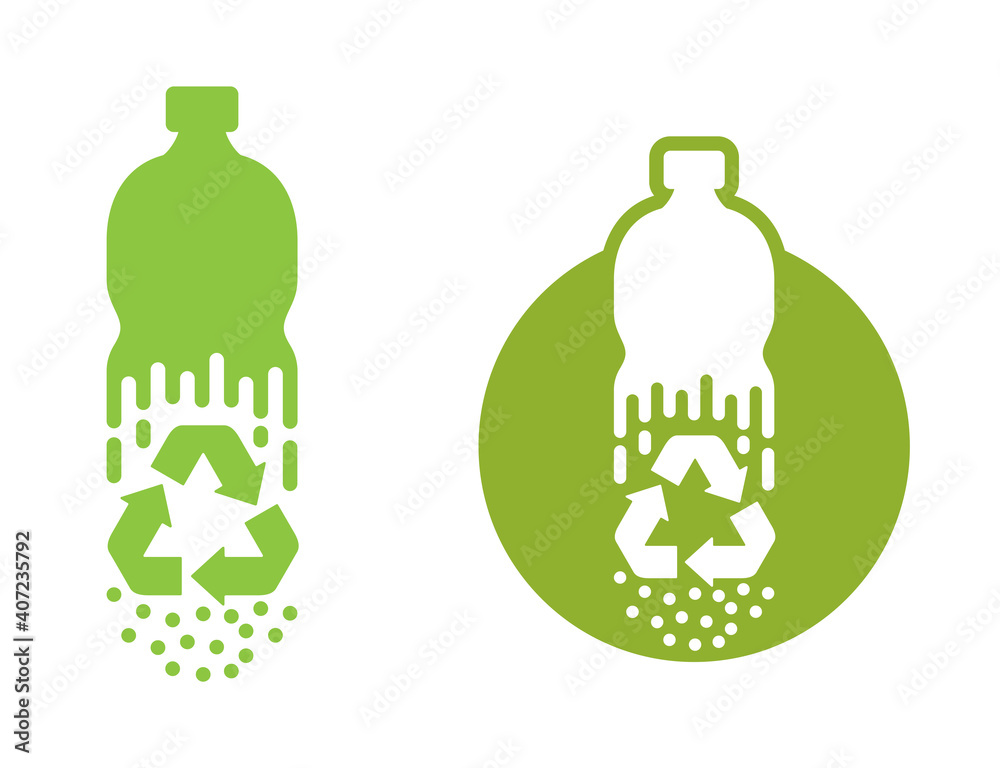 Recycle waste biomaterials - disappearing bottle Stock Vector | Adobe Stock