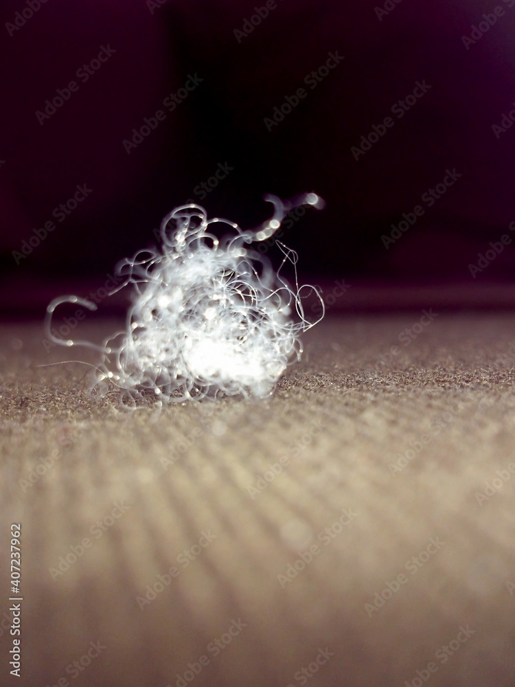Accumulation of thread close isolated ball of white yarn background ...