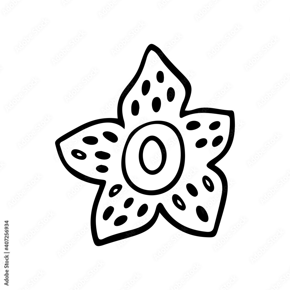 Silhouette of Rafflesia tropic flower. Outline Rafflesia hawaiian ...