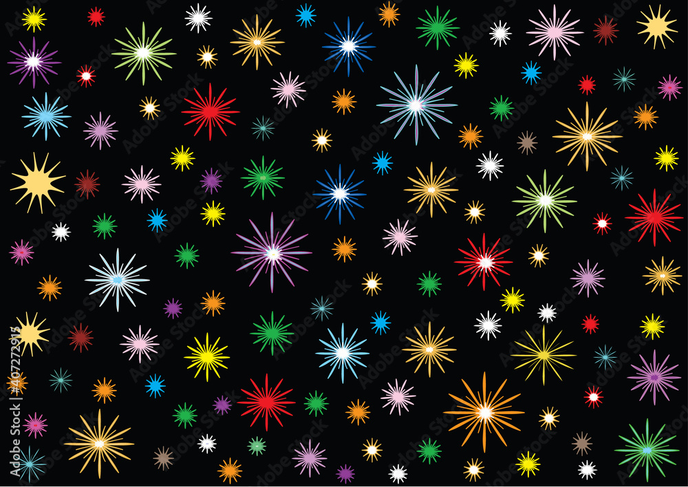 Wallpaper with colors of stars shapes on a night background ...