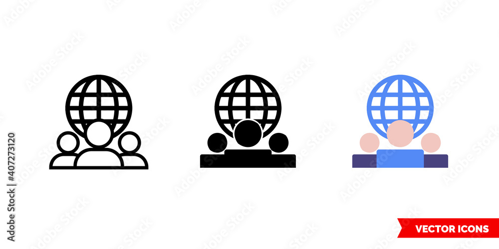 Connection icon of 3 types color, black and white, outline. Isolated ...
