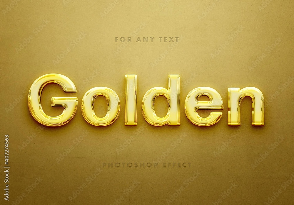 3D Glossy Gold Metal Text Effect Stock Template | Adobe Stock