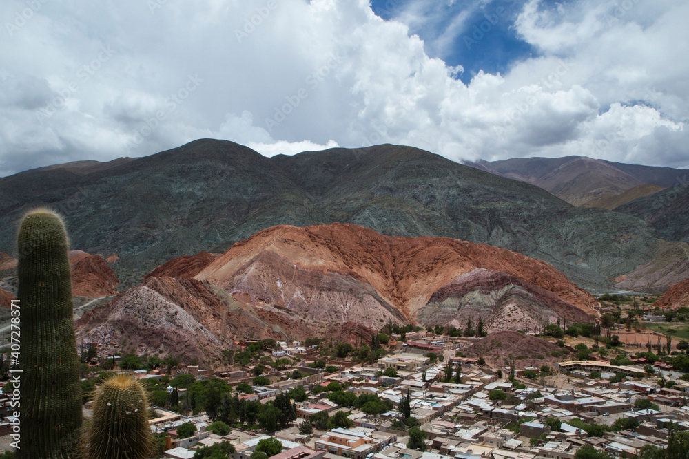 Beautiful view of Purmamarca village at the foot of the popular Seven ...