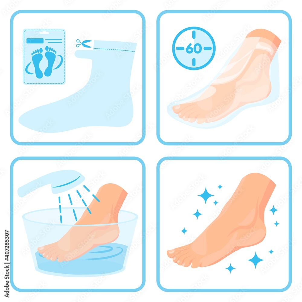 Washing women's feet. Feet in a basin of water. Cartoon style, the ...