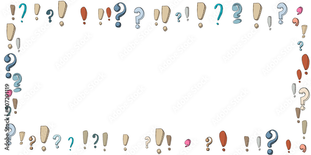 Frame pattern with hand drawn punctuation marks. Doodle punctuation ...