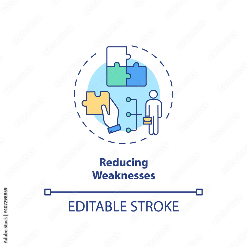Reducing weaknesses concept icon. Staff training idea thin line ...