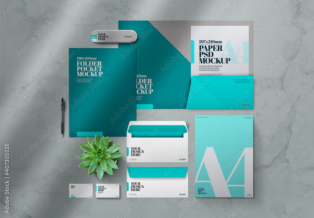 Stationery Dl Envelope Folder Pocket Mockup Stock Template | Adobe Stock