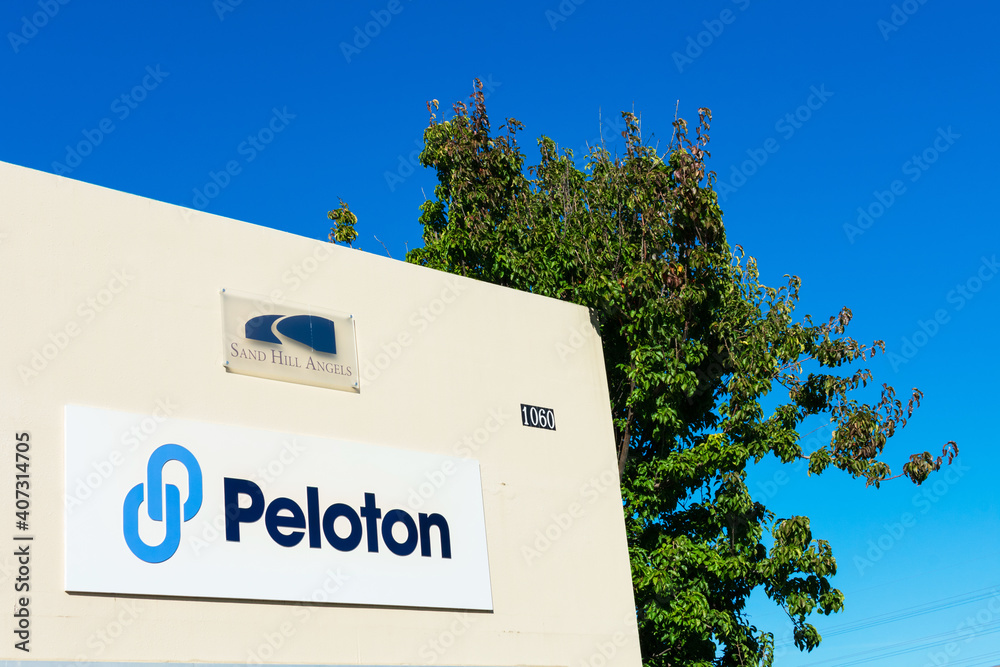 Peloton sign and logo. Peloton Technology is an American automated and ...