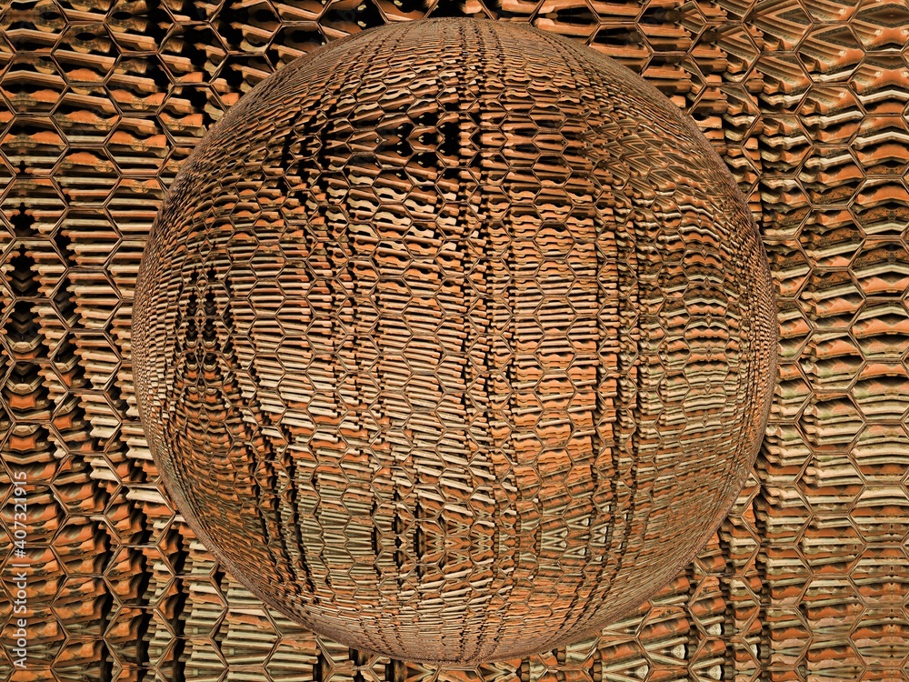 stack of traditional clay terracotta tiles patterns and 3D illustration ...