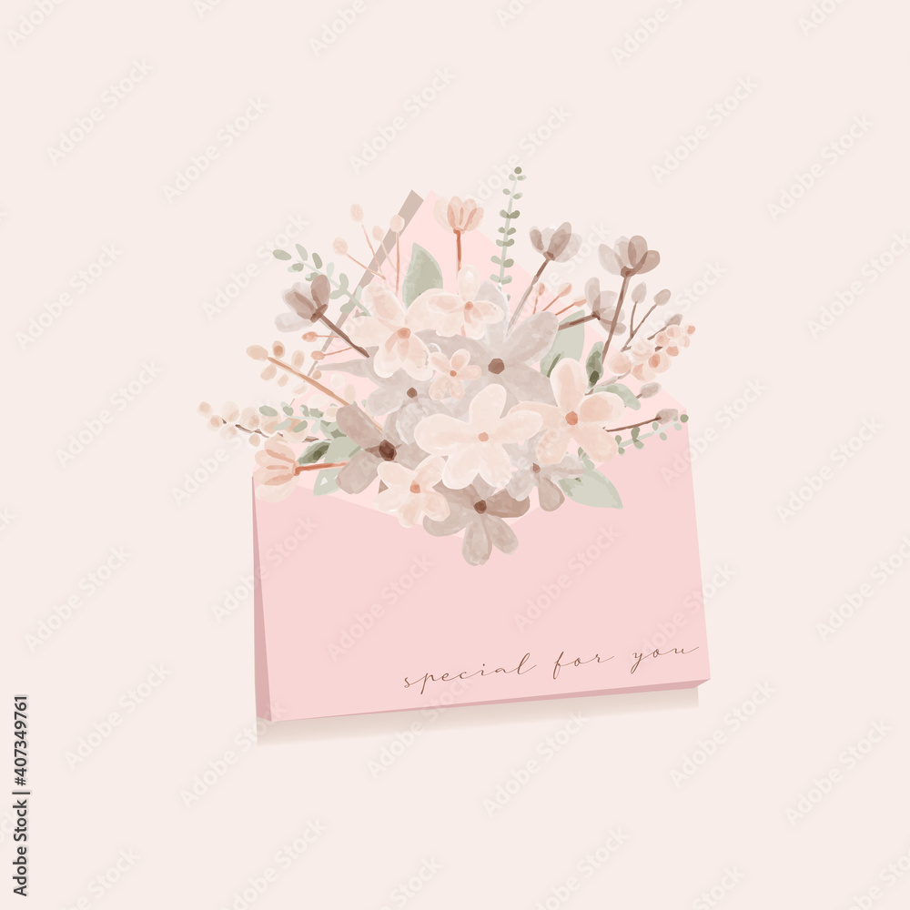 sending bouquet flower message in envelope special for you Stock Vector ...