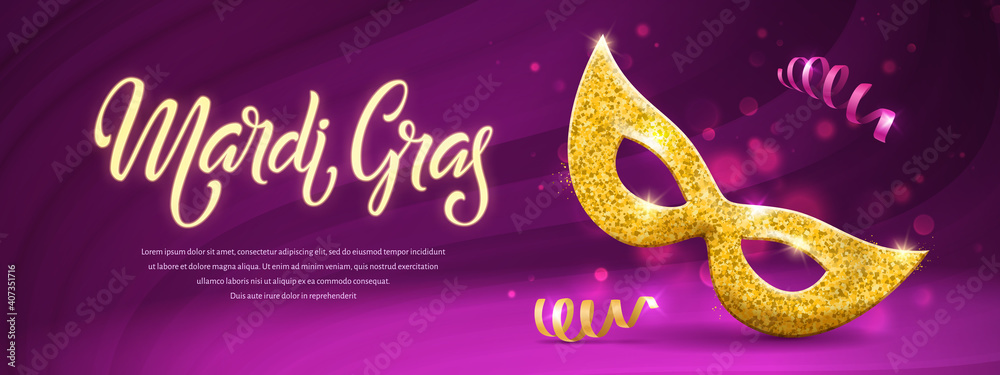 Mardi gras brochure. Fat tuesday logo with hand drawn lettering and ...